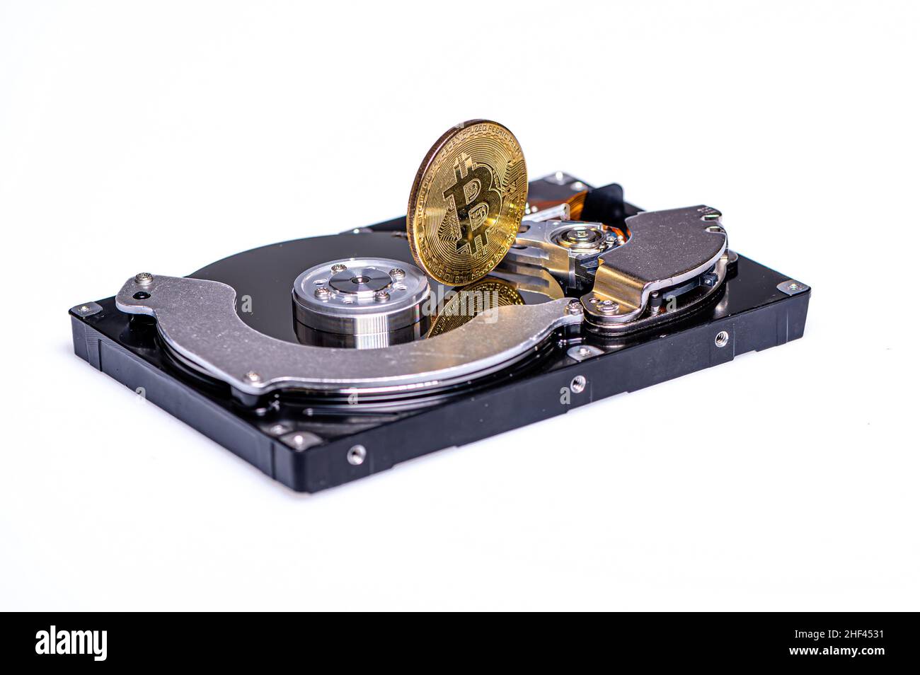 Bitcoin BTC on Hard Disk Drive, Hard drive with crypto currency ...