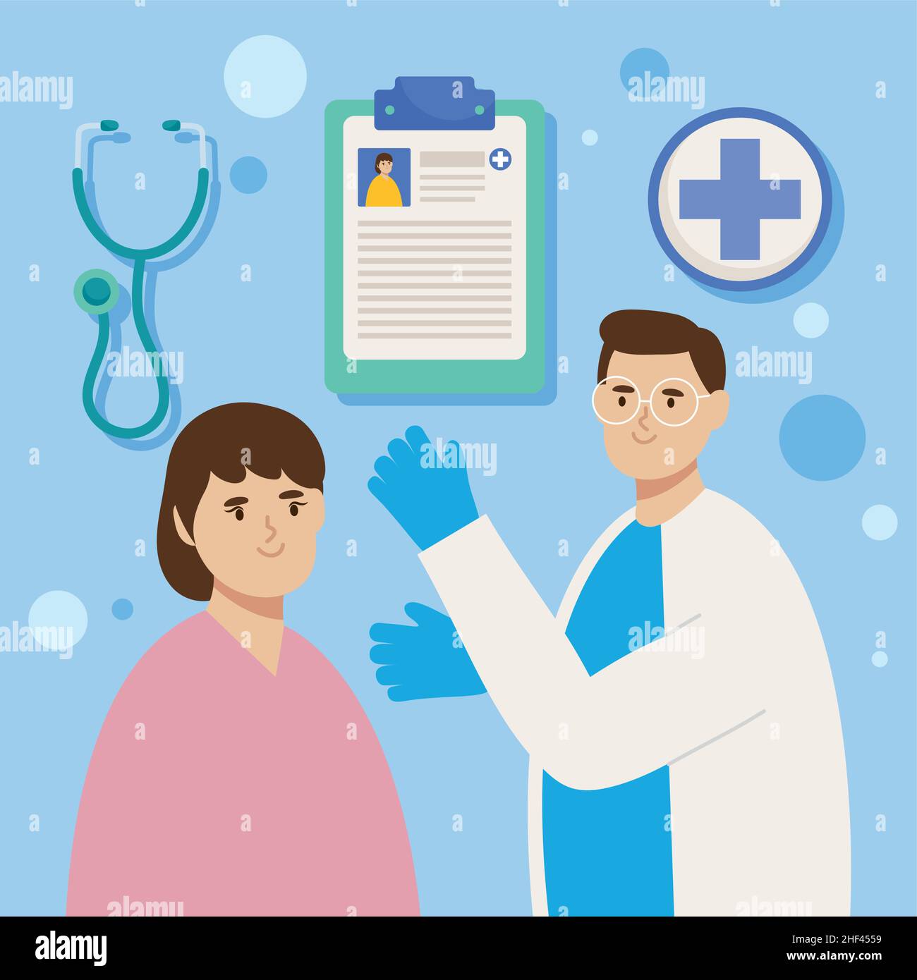 medical services design with patient and doctor Stock Vector Image ...