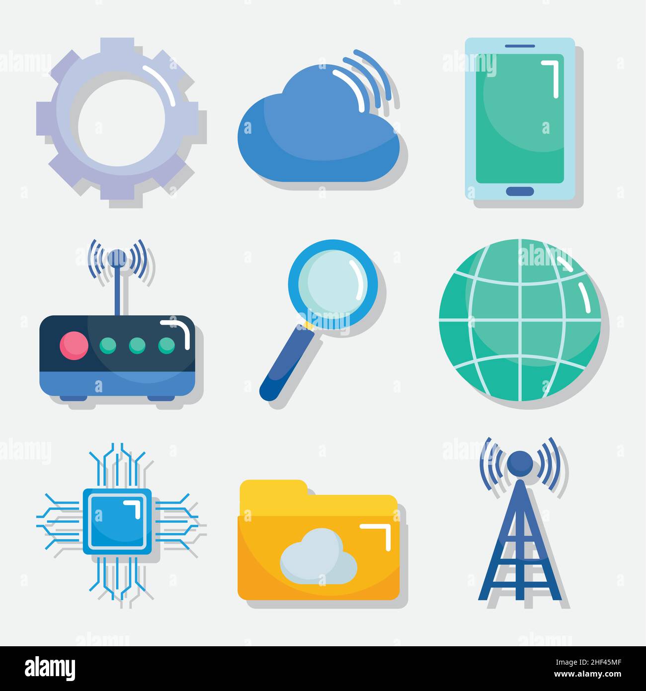 network and technology icon collection Stock Vector Image & Art - Alamy