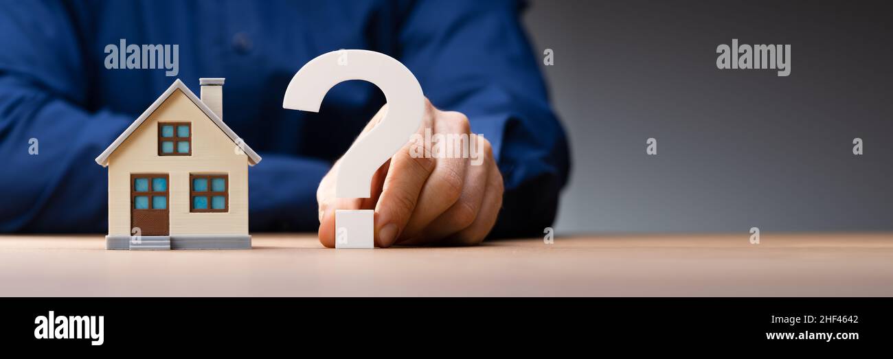 Real Estate House Question Mark And Mortgage Confusion Stock Photo - Alamy