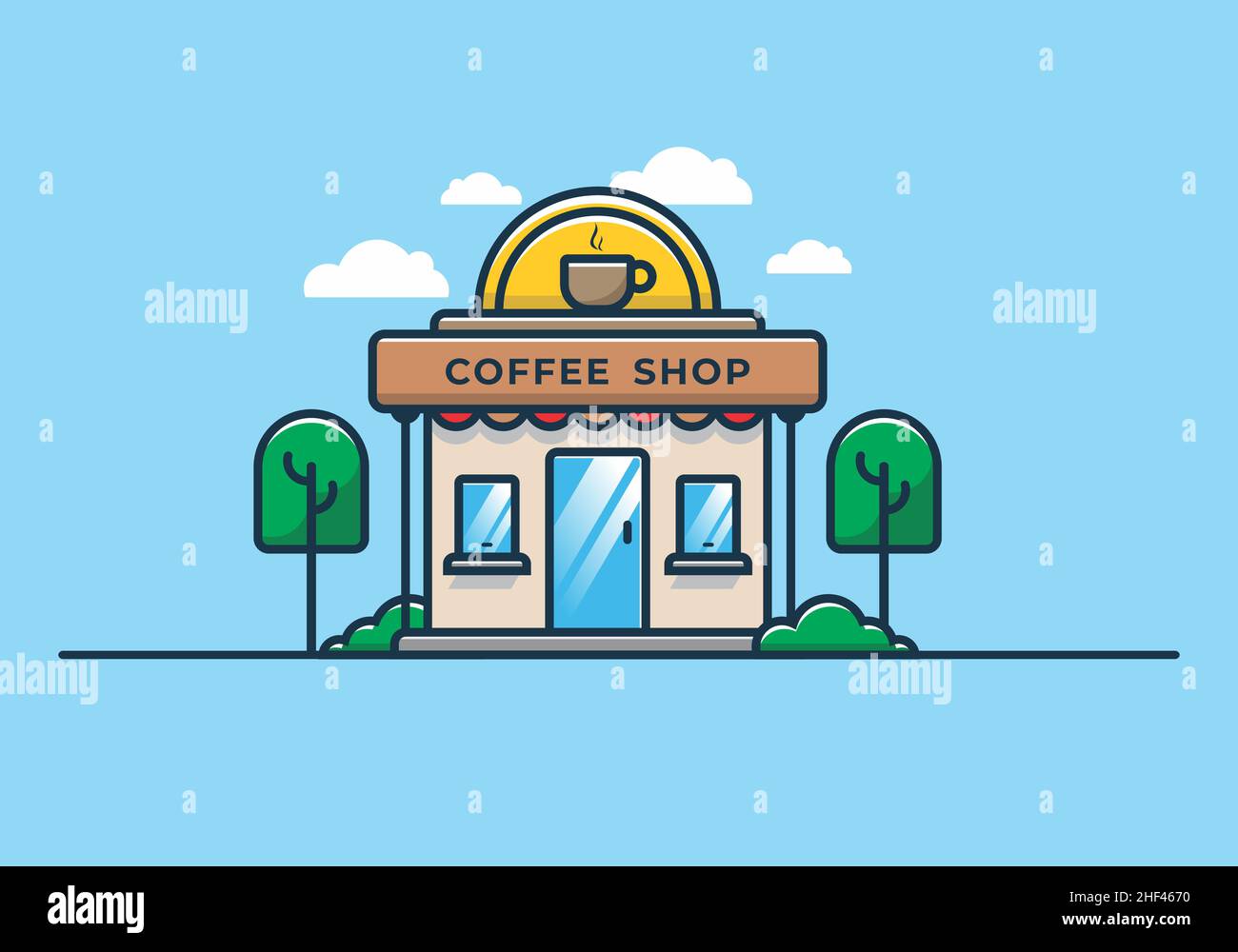 Coffee shop line art flat illustration design Stock Vector Image & Art ...