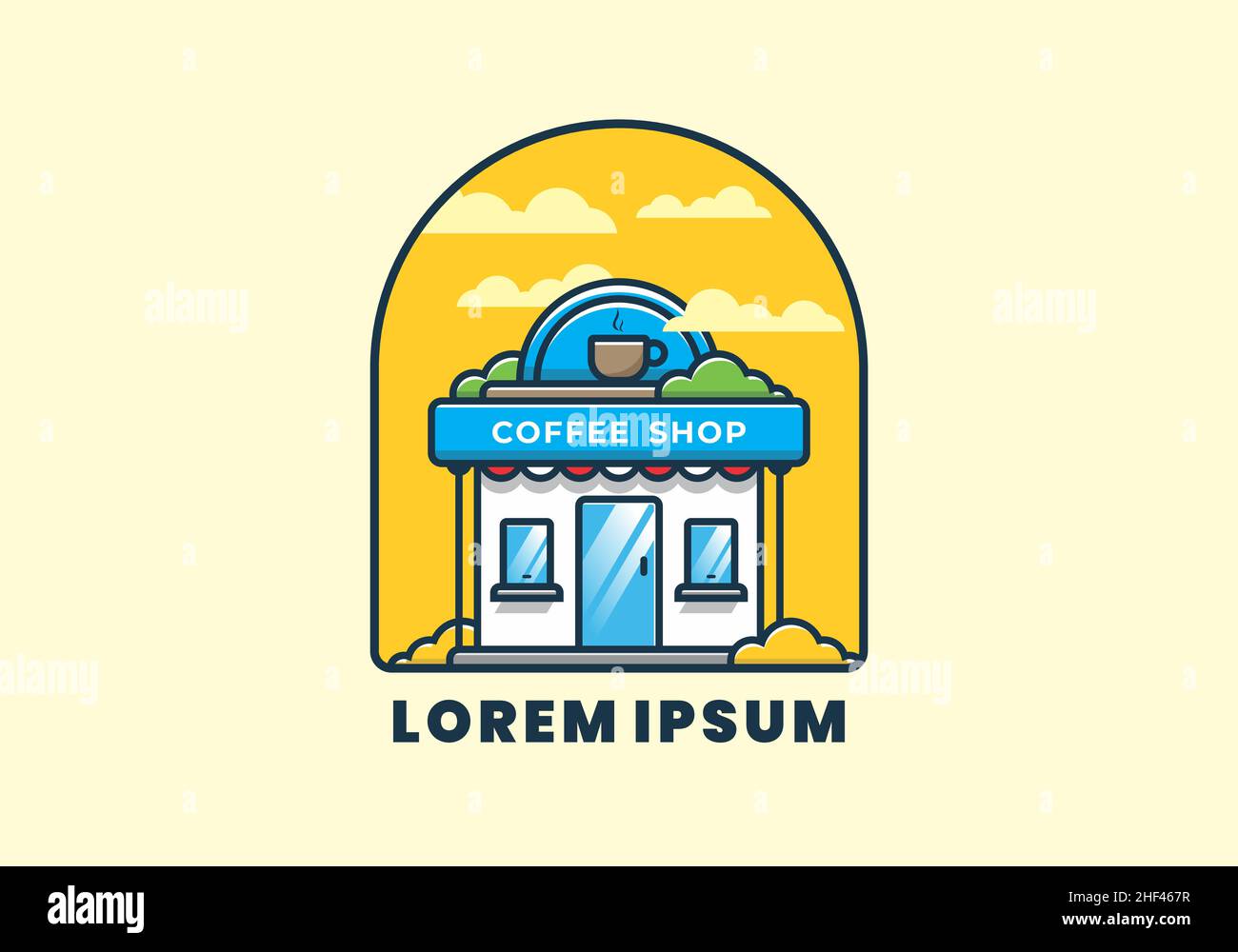 Coffee shop line art flat illustration design Stock Vector Image & Art ...