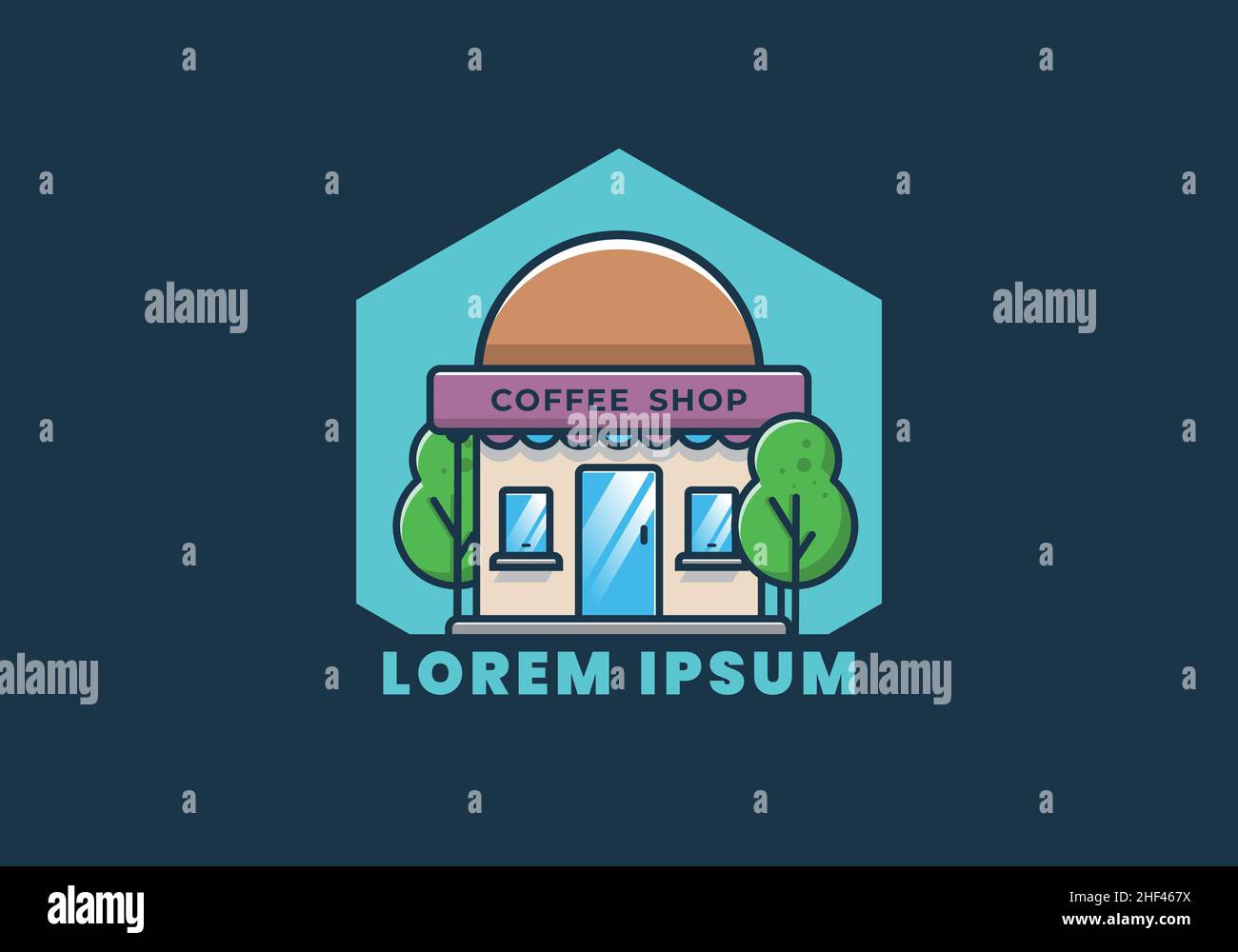 Coffee shop line art flat illustration design Stock Vector Image & Art ...