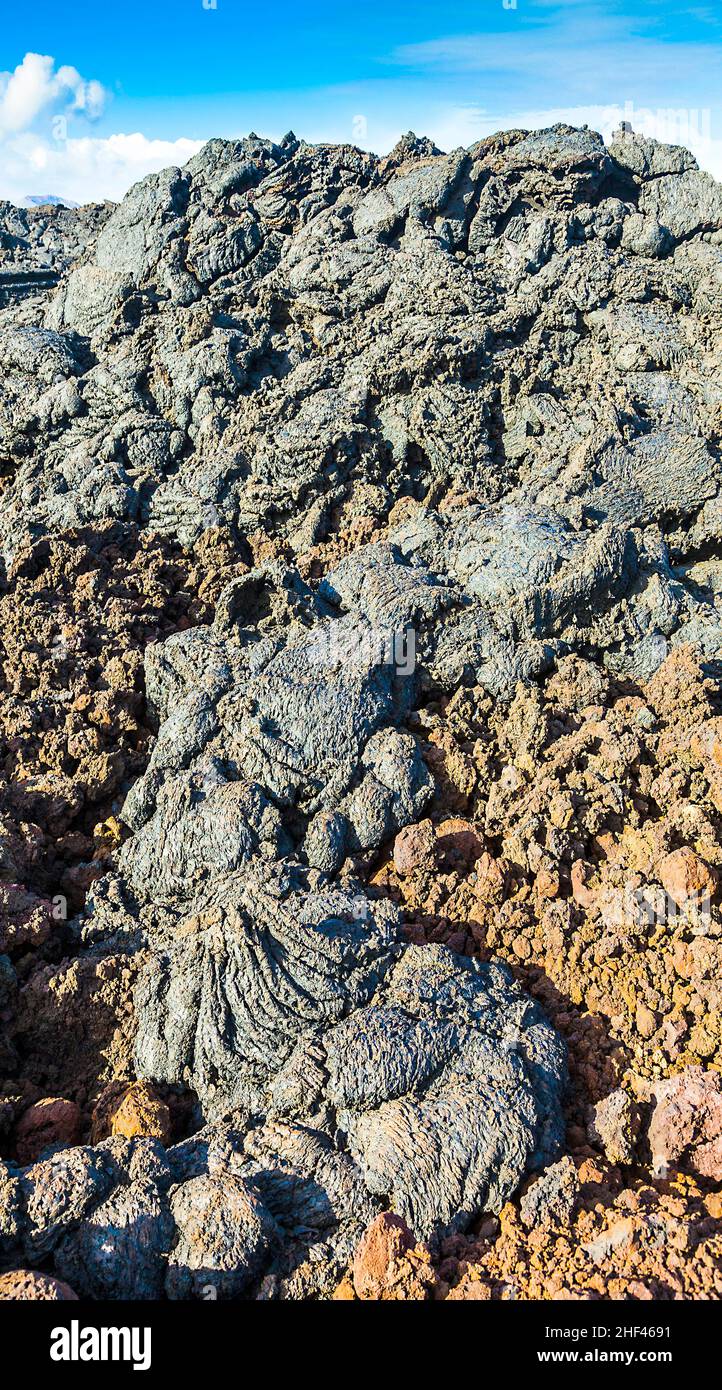 Stones of volcanic flow give a beautiful natural structure Stock Photo ...