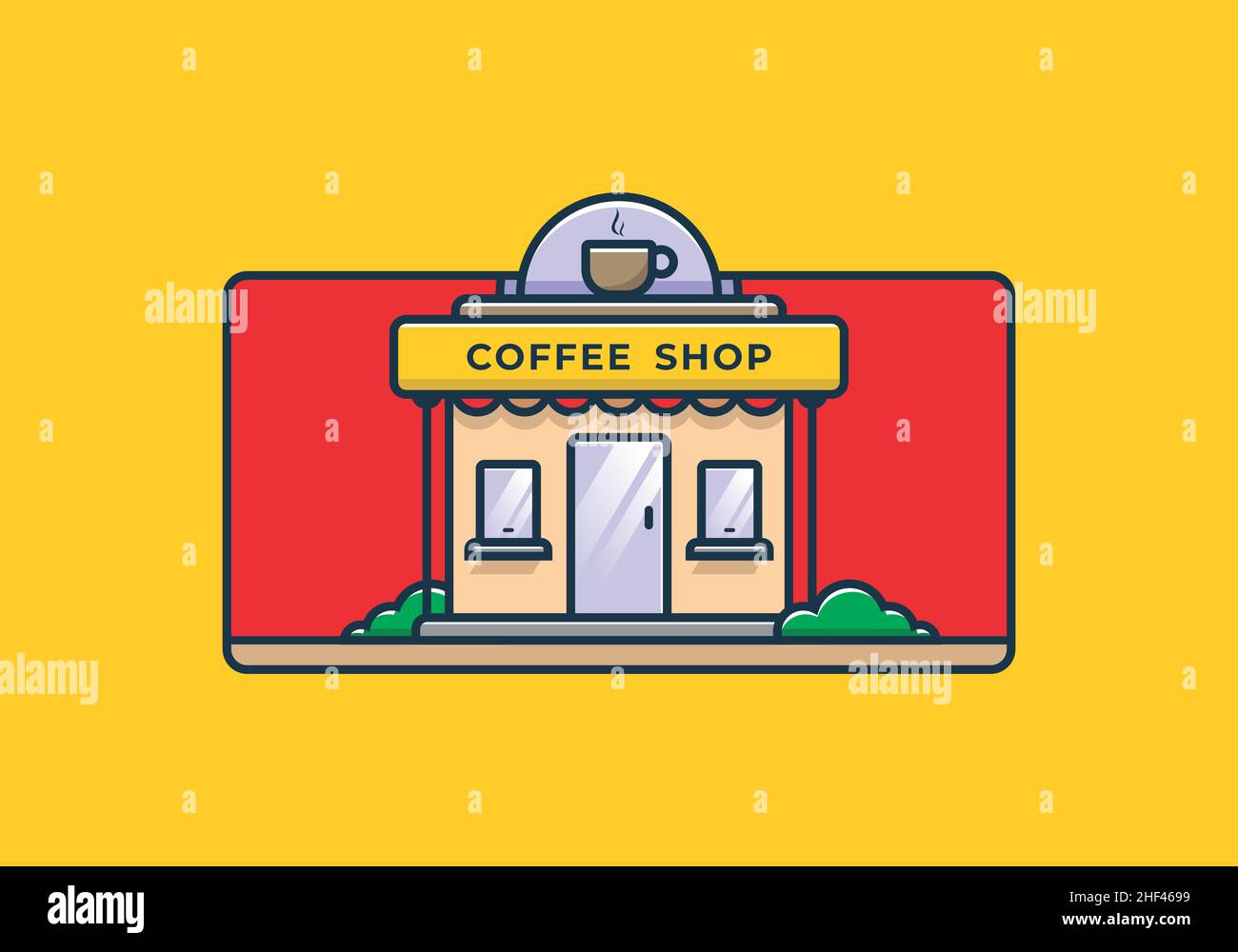 Coffee shop line art flat illustration design Stock Vector Image & Art ...