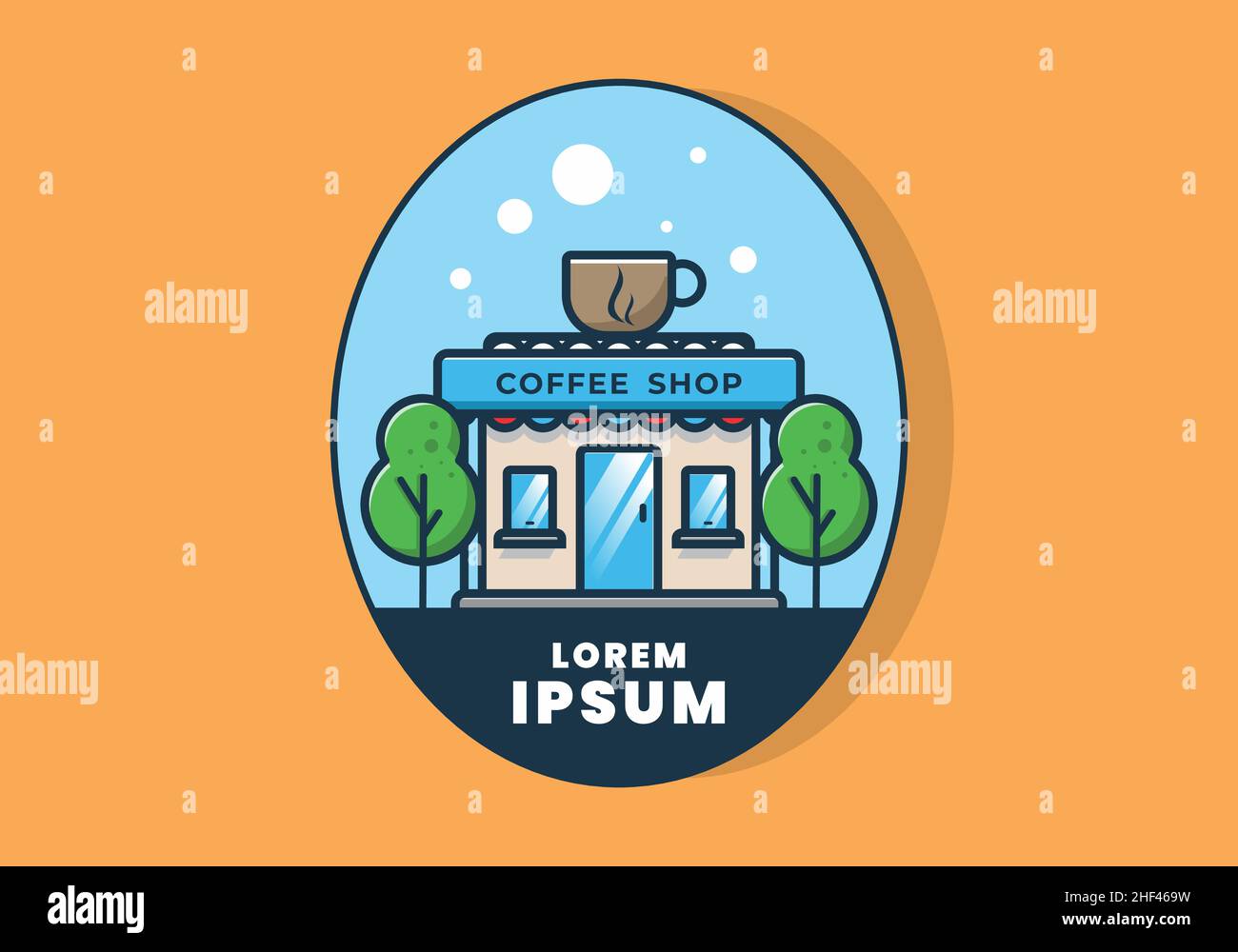 Coffee shop line art flat illustration design Stock Vector Image & Art ...