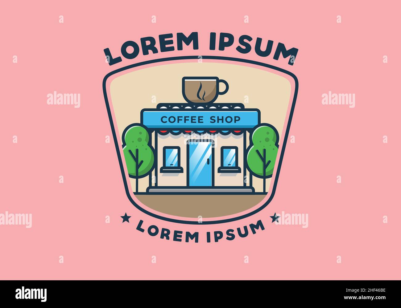 Coffee shop line art flat illustration design Stock Vector Image & Art ...