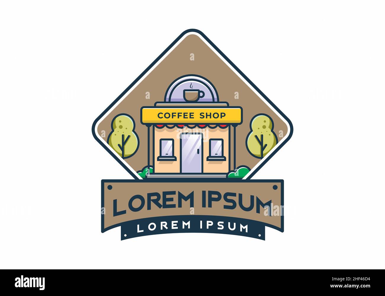 Coffee shop line art flat illustration design Stock Vector Image & Art ...