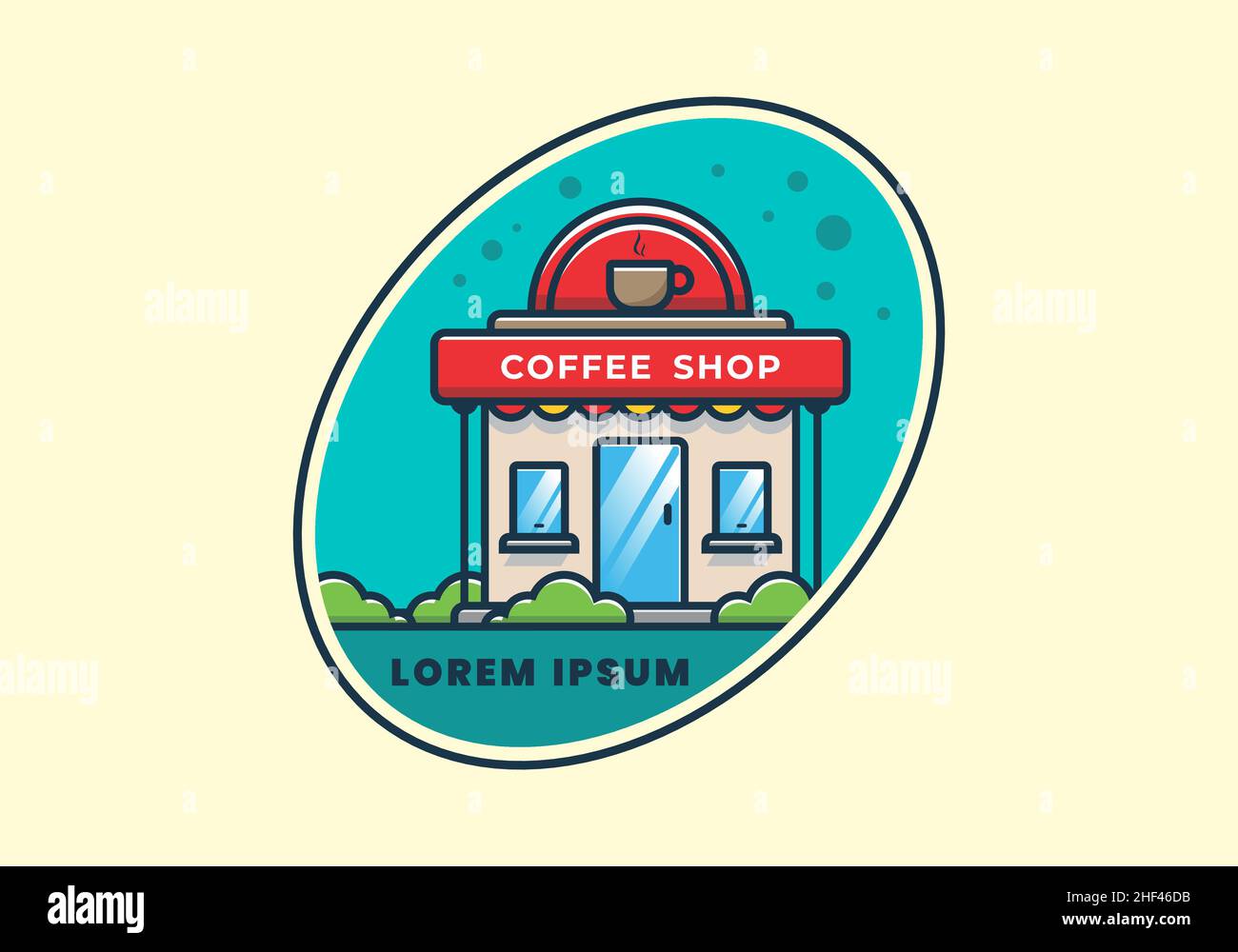 Coffee shop line art flat illustration design Stock Vector Image & Art ...