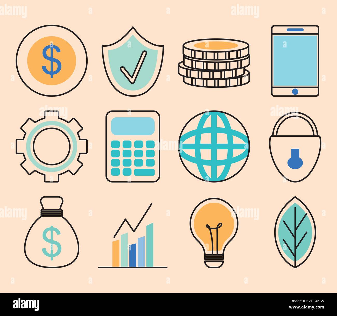 business and financial icon set Stock Vector Image & Art - Alamy