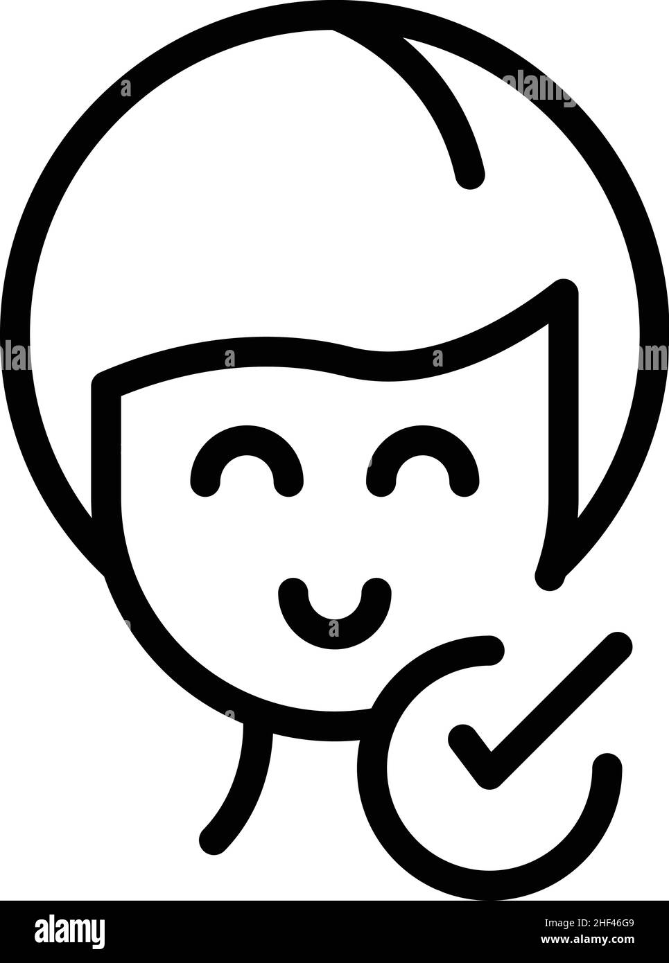 Approved avatar icon outline vector. New login. Register user Stock ...