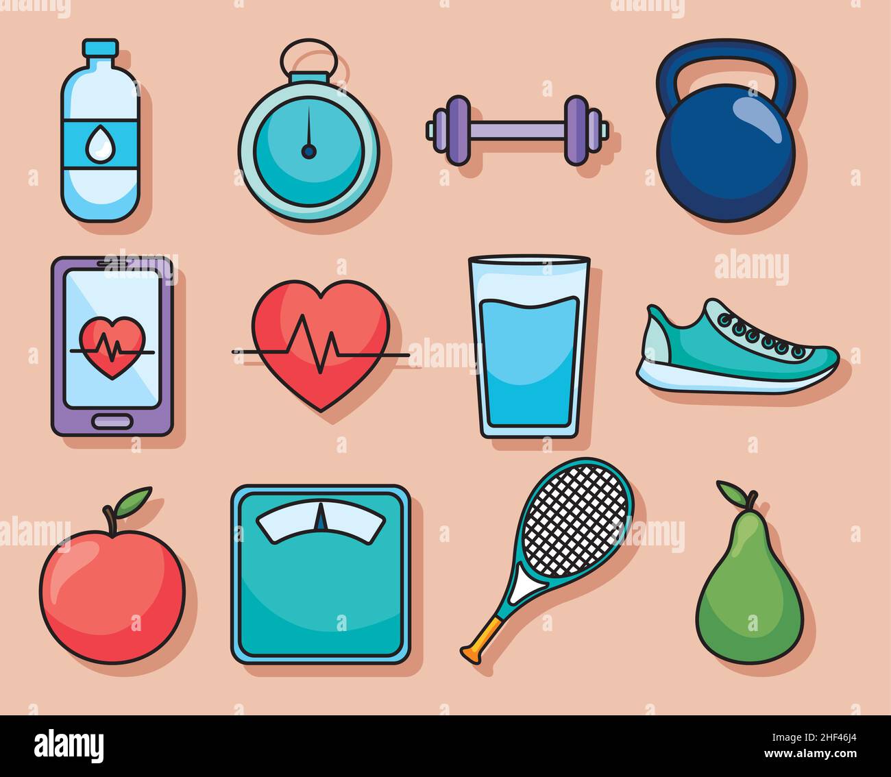 healthy and fitness icon set Stock Vector Image & Art - Alamy