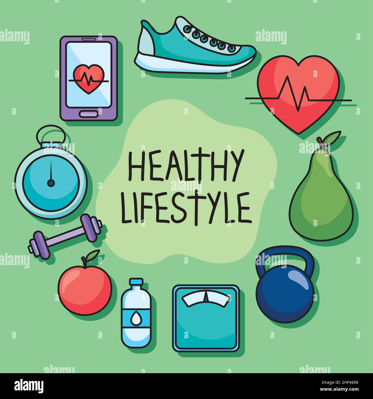 colorful healthy lifestyle illustration design Stock Vector Image & Art ...