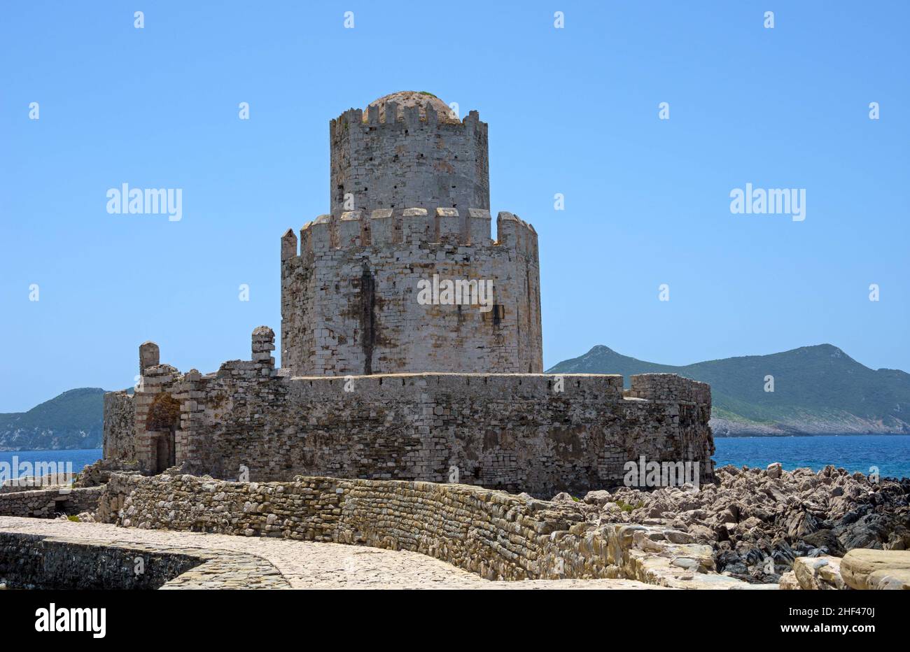 Inside the preserved Castle of Methoni in Peloponnese, Greece Stock ...