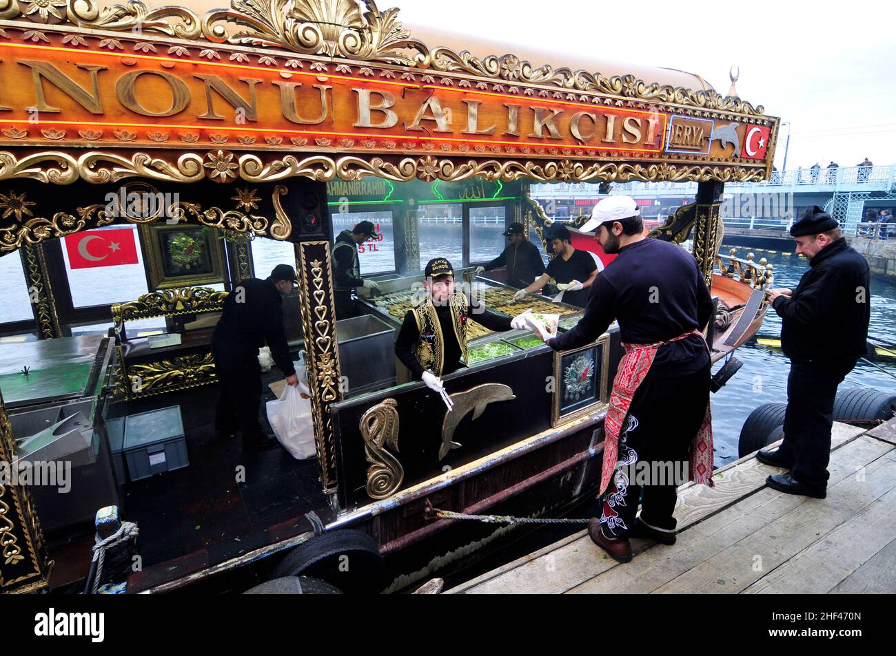 Mackerel fish grilled for the famous fish sandwiches served from ...