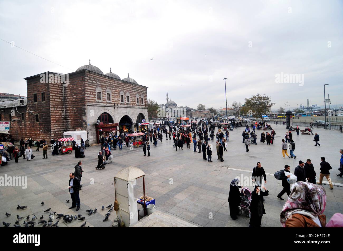 Eminonu Square near the Galata bridge in Istanbul, Turkey Stock Photo ...