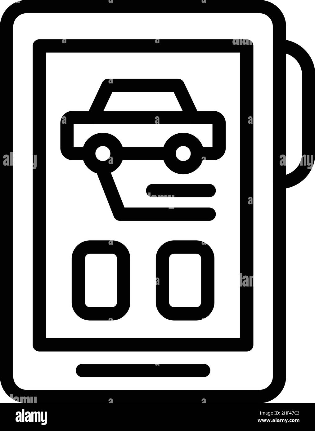 Tablet car alarm icon outline vector. Key system. Auto control Stock ...