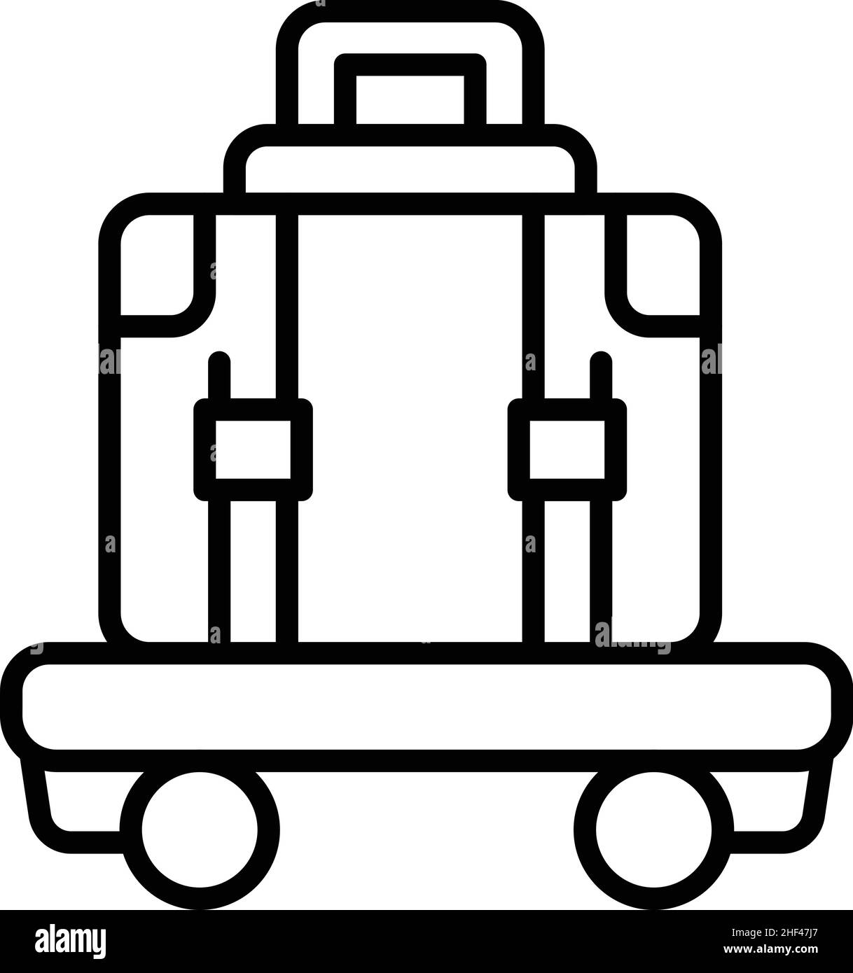 Luggage trolley icon outline vector. Hotel suitcase. Cart baggage Stock ...