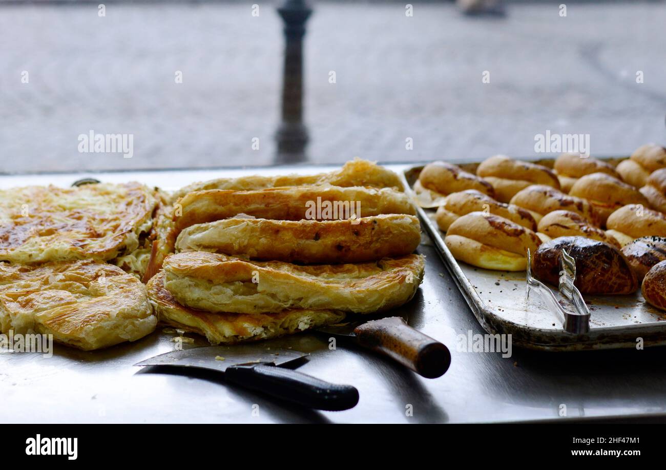 Börek is a traditional Turkish breakfast, Istanbul, Turkey Stock Photo ...