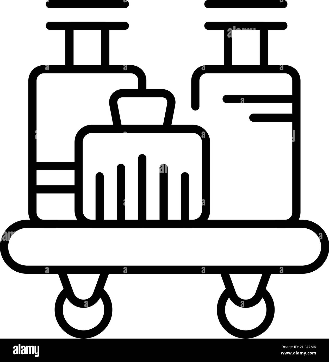 Full luggage trolley icon outline vector. Travel cart. Bag carry Stock ...