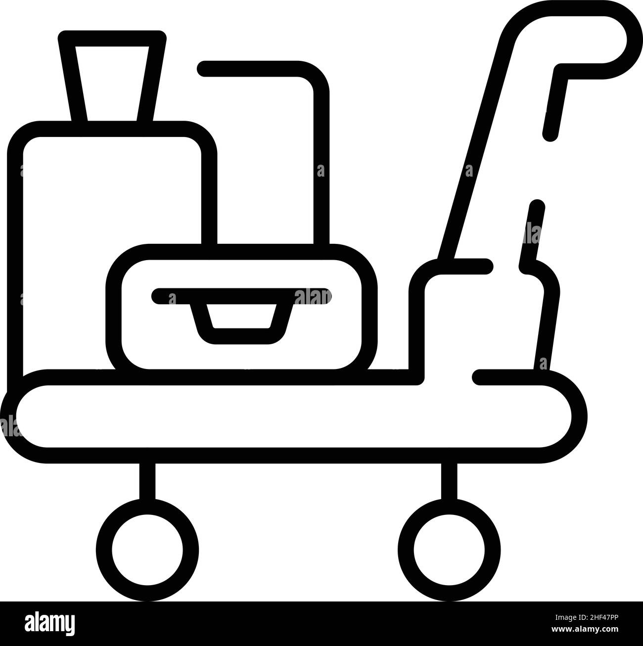 Holiday luggage trolley icon outline vector. Hotel suitcase. Carry bag ...