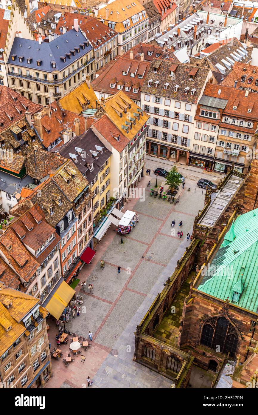 aerial view of Strasbourg to the old city with red roof tiles Stock ...