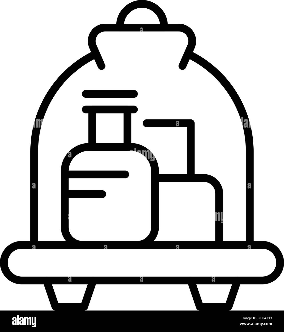 Large luggage trolley icon outline vector. Hotel suitcase. Cart travel ...