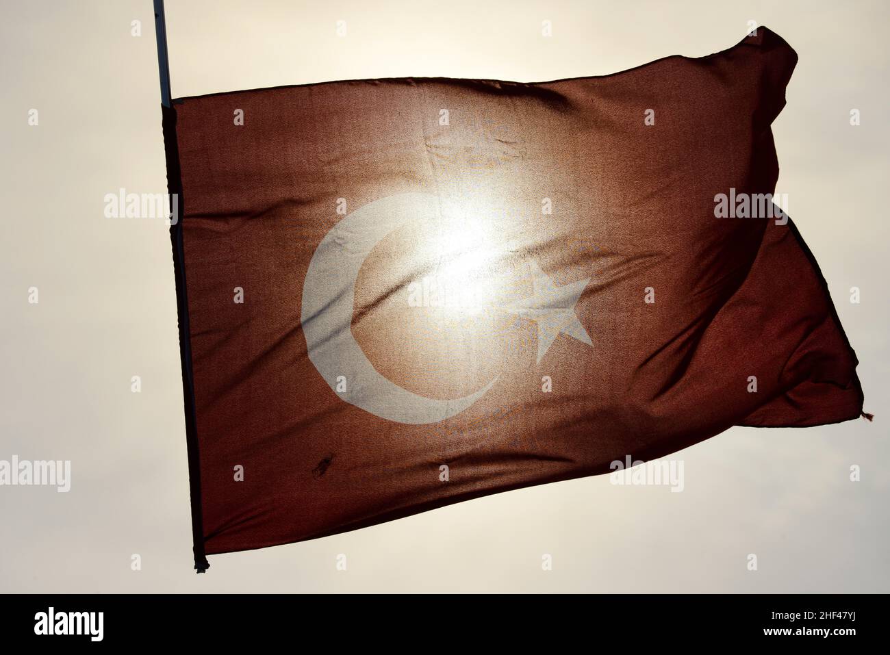 The Turkish flag against the sun. Istanbul, Turkey Stock Photo - Alamy