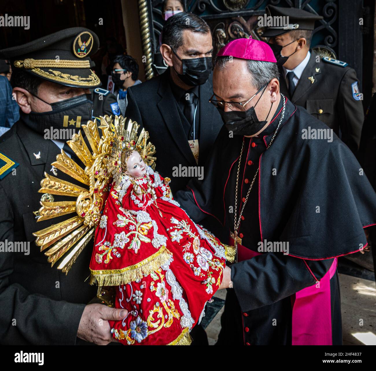cuenca, Ecuador, Dec 24, 2021 - Catholic Bishop receives Baby Jesus ...