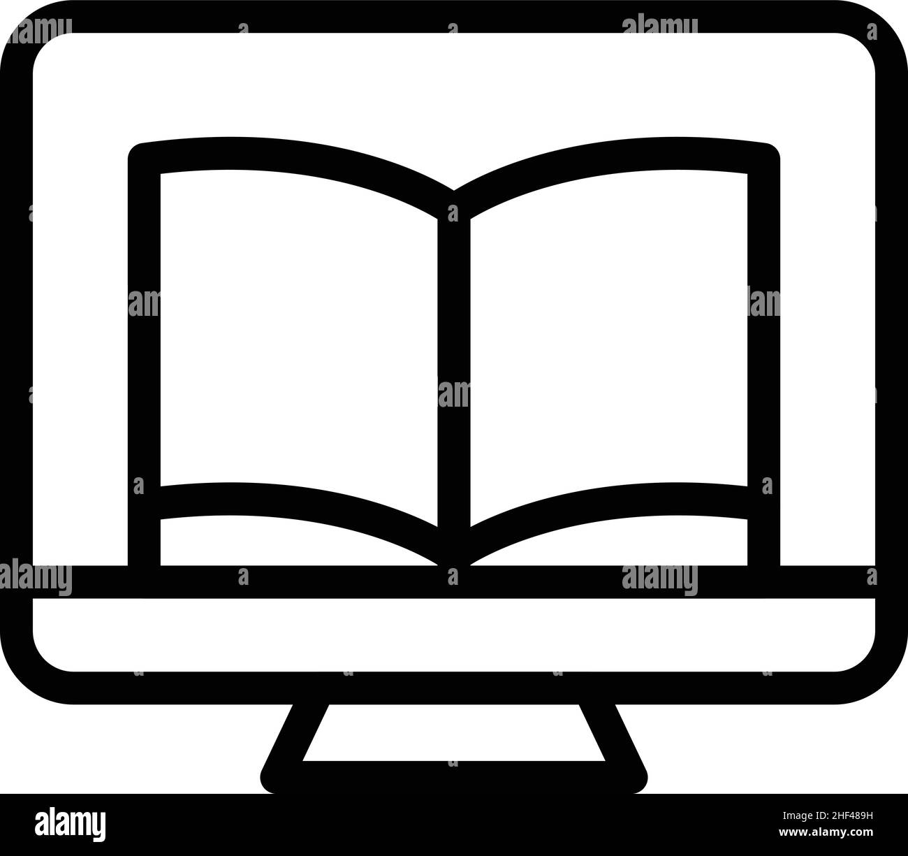 Pc reading book icon outline vector. Digital online. Education school ...