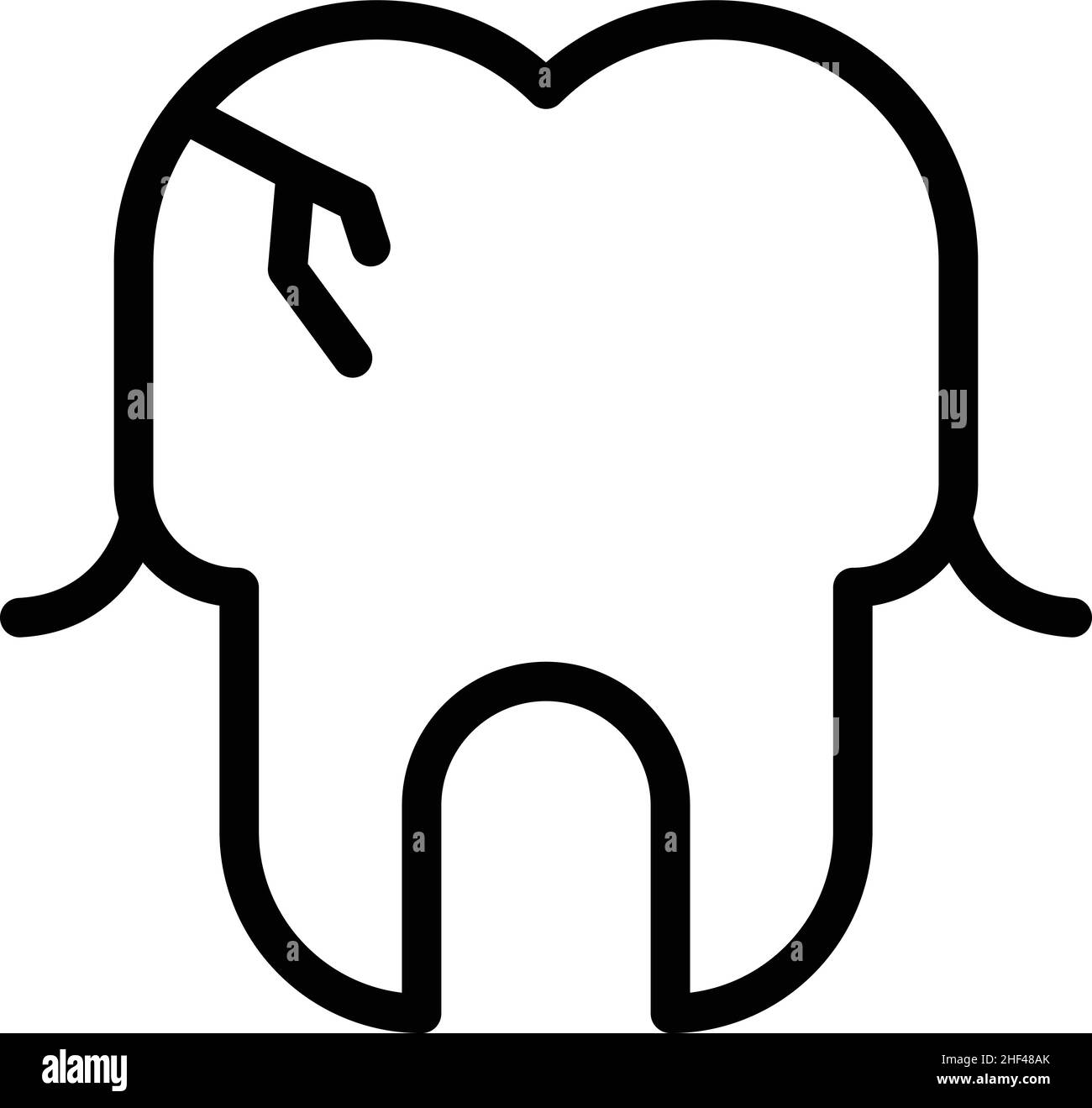 Cracked tooth icon outline vector. Dental implant. Dentist care Stock ...