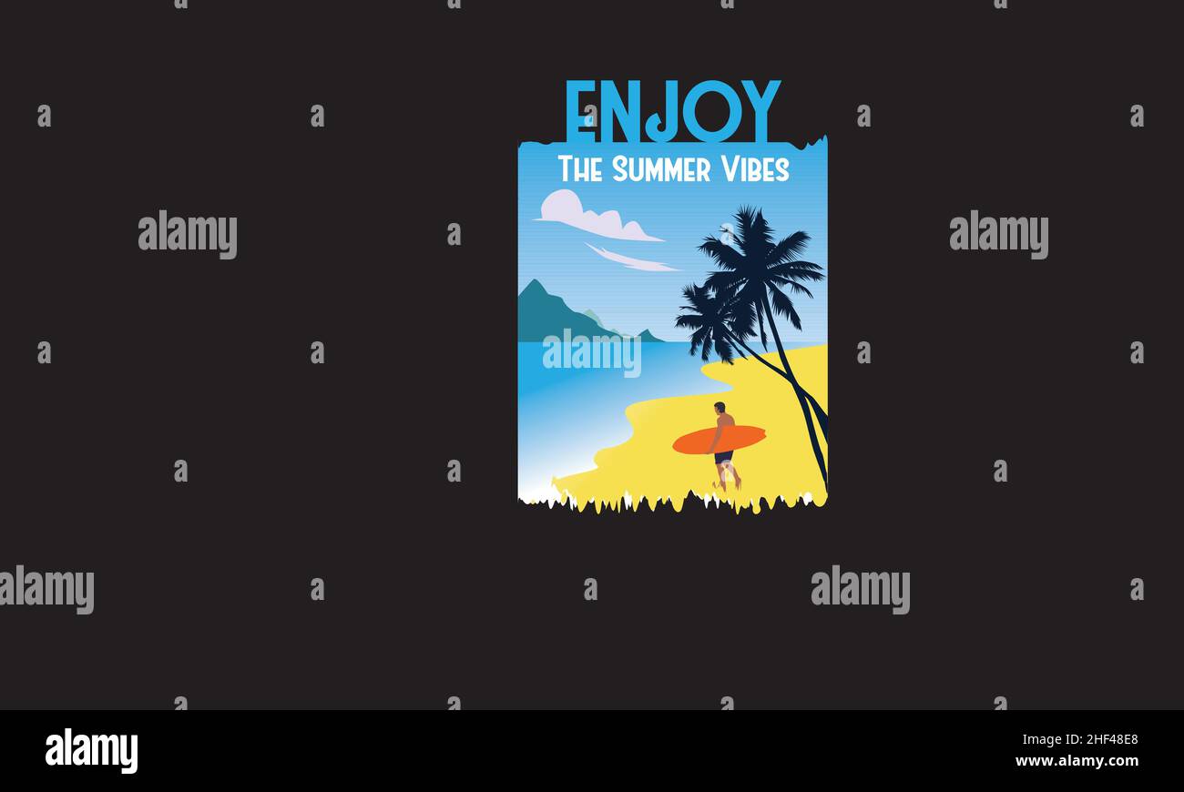 enjoy the summer vibes monogram text vector template Stock Vector Image ...