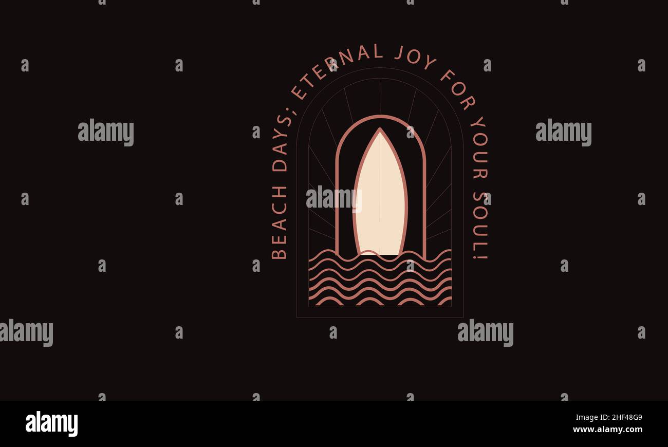 beach days eternal joy for your soul surfboard monogram text vector ...