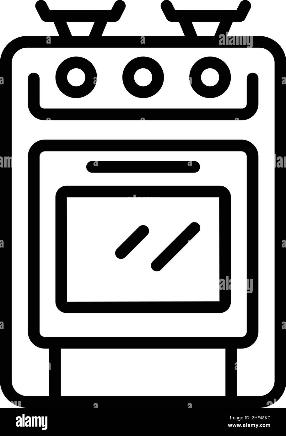 Gas stove icon outline vector. Kitchen cooker. Hot fire Stock Vector ...