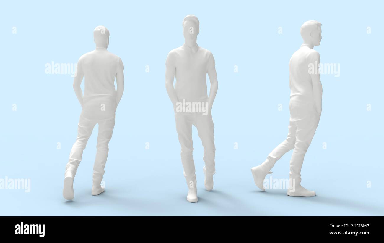 3D rendering of a casual dressed young man computer model isolated on ...