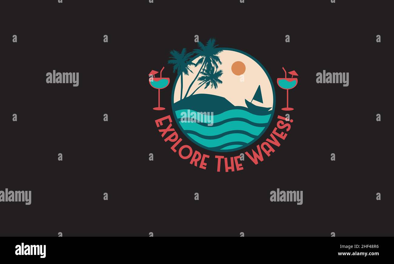 explore the waves monogram text vector template Stock Vector Image ...