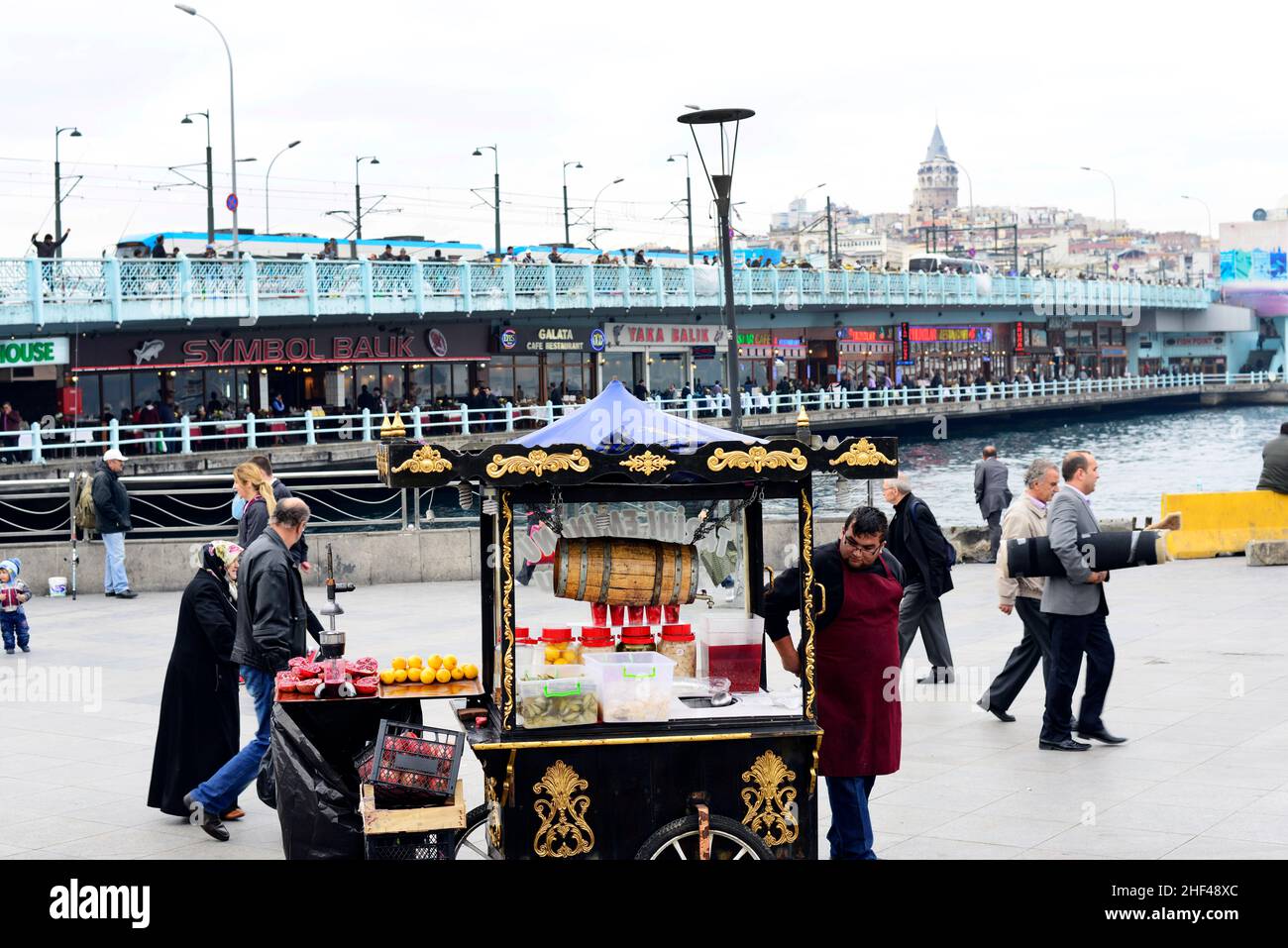 Eminonu Square near the Galata bridge in Istanbul, Turkeyl Stock Photo ...