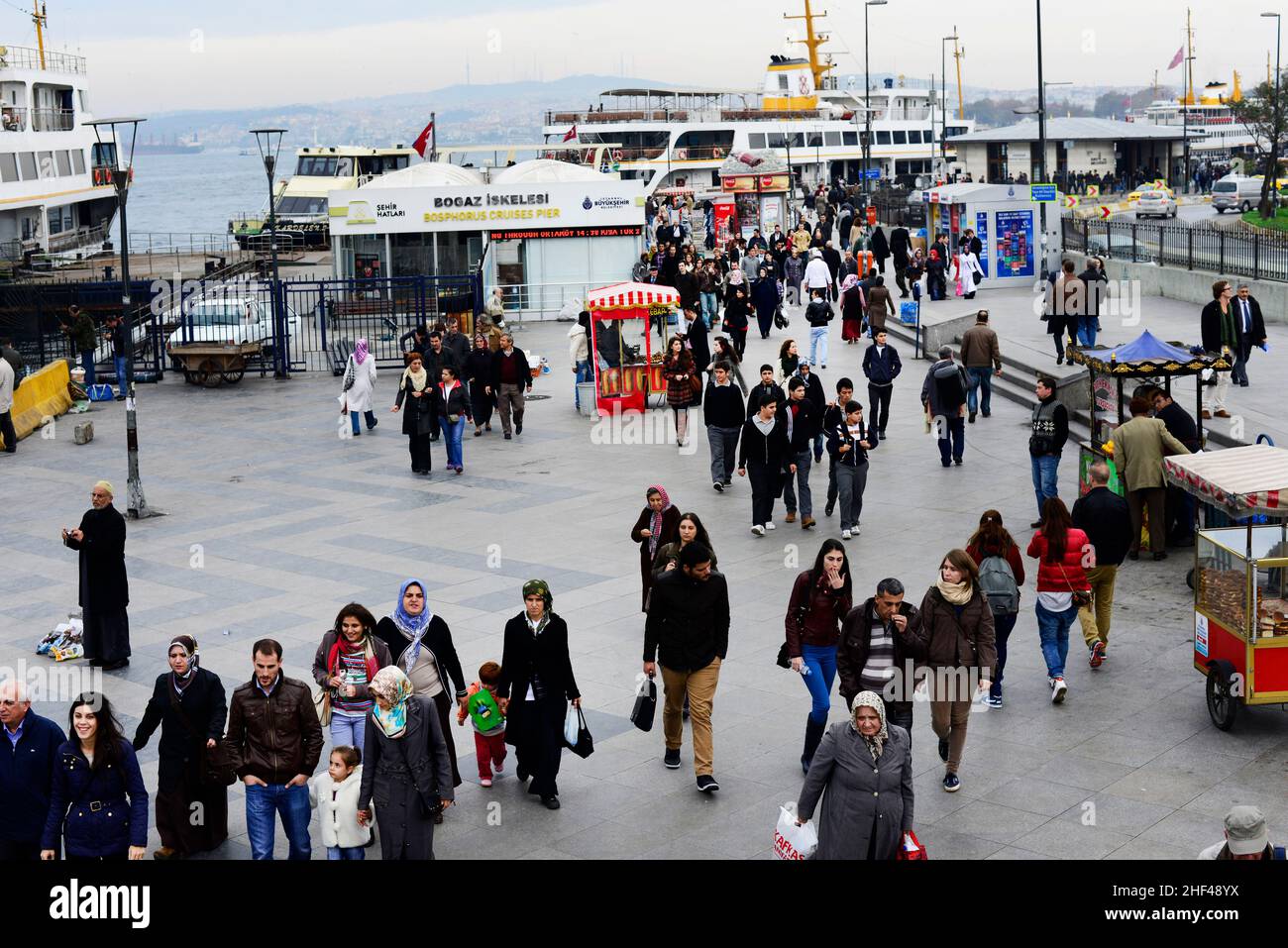 Eminonu Square near the Galata bridge in Istanbul, Turkeyl Stock Photo ...