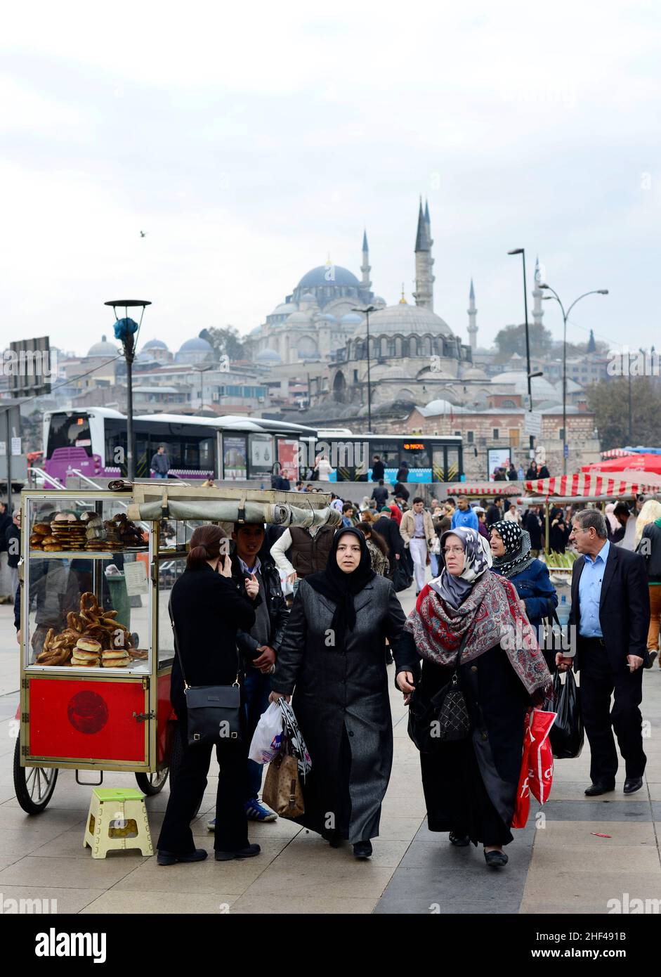 Eminonu Square near the Galata bridge in Istanbul, Turkeyl Stock Photo ...