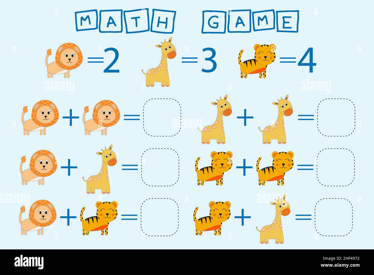 counting game with animals lions, giraffes, tigers . Preschool ...