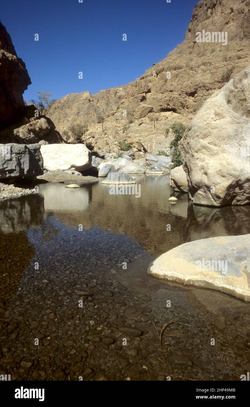Mountains landscape. Wadi in Oman near Nizwa Stock Photo - Alamy