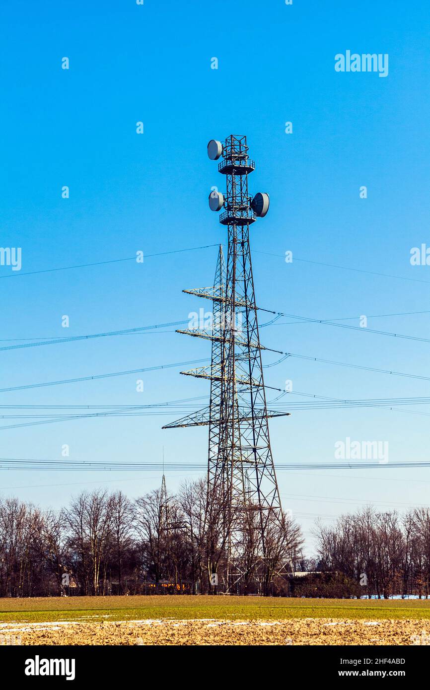 electrical tower in beautiful landscape with sky Stock Photo - Alamy