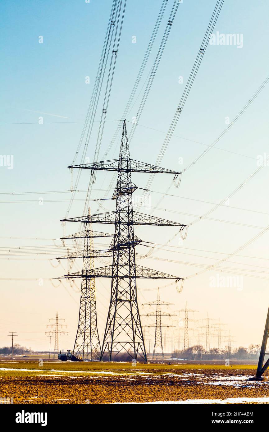 electrical tower in beautiful landscape with sky Stock Photo - Alamy