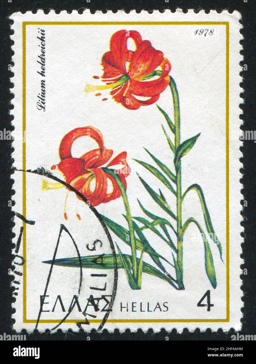 GREECE- CIRCA 1978: stamp printed by Greece, shows Tiger lily, circa ...