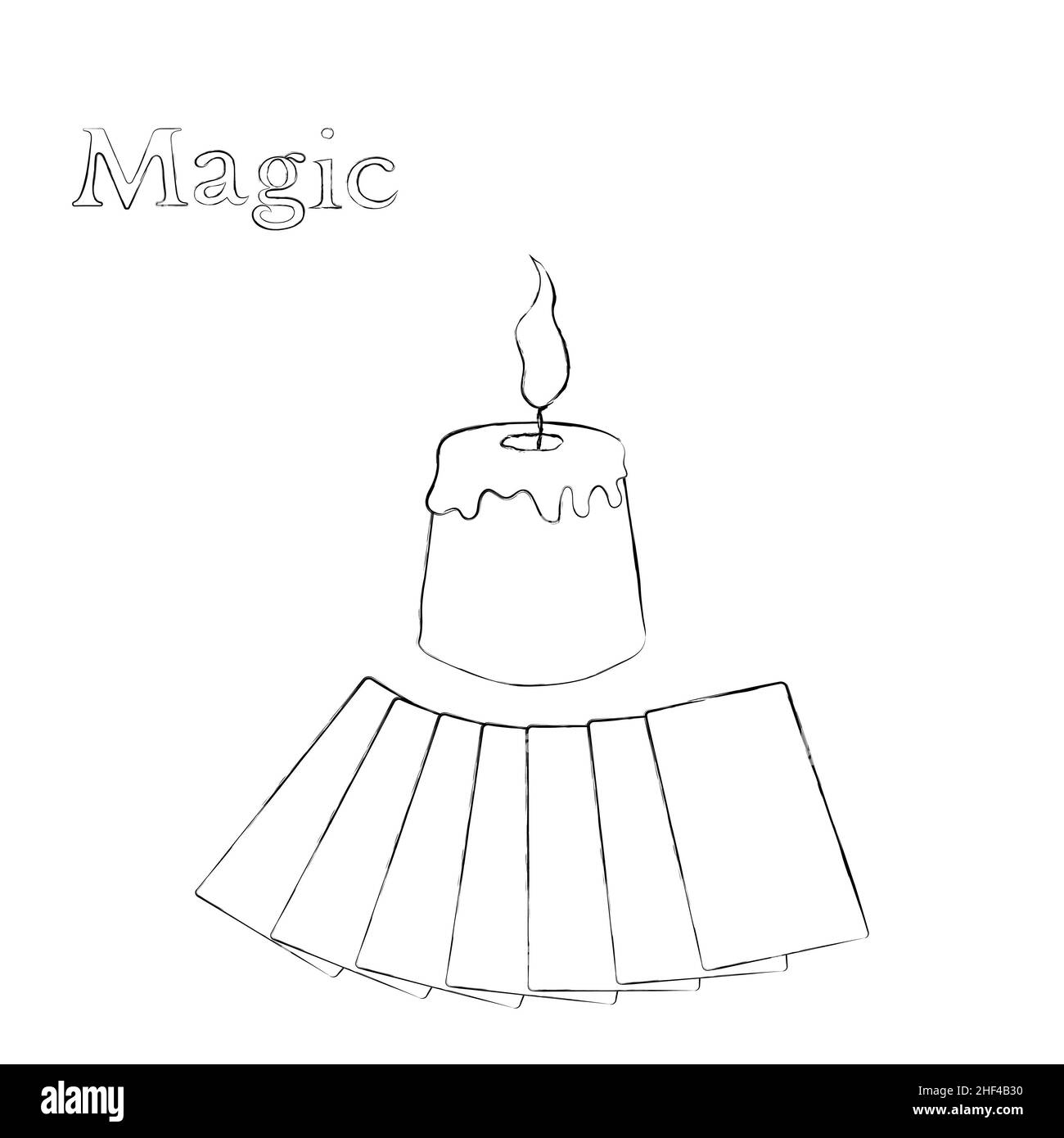 easy-to-edit illustration, linear sketch of fortune telling by ...