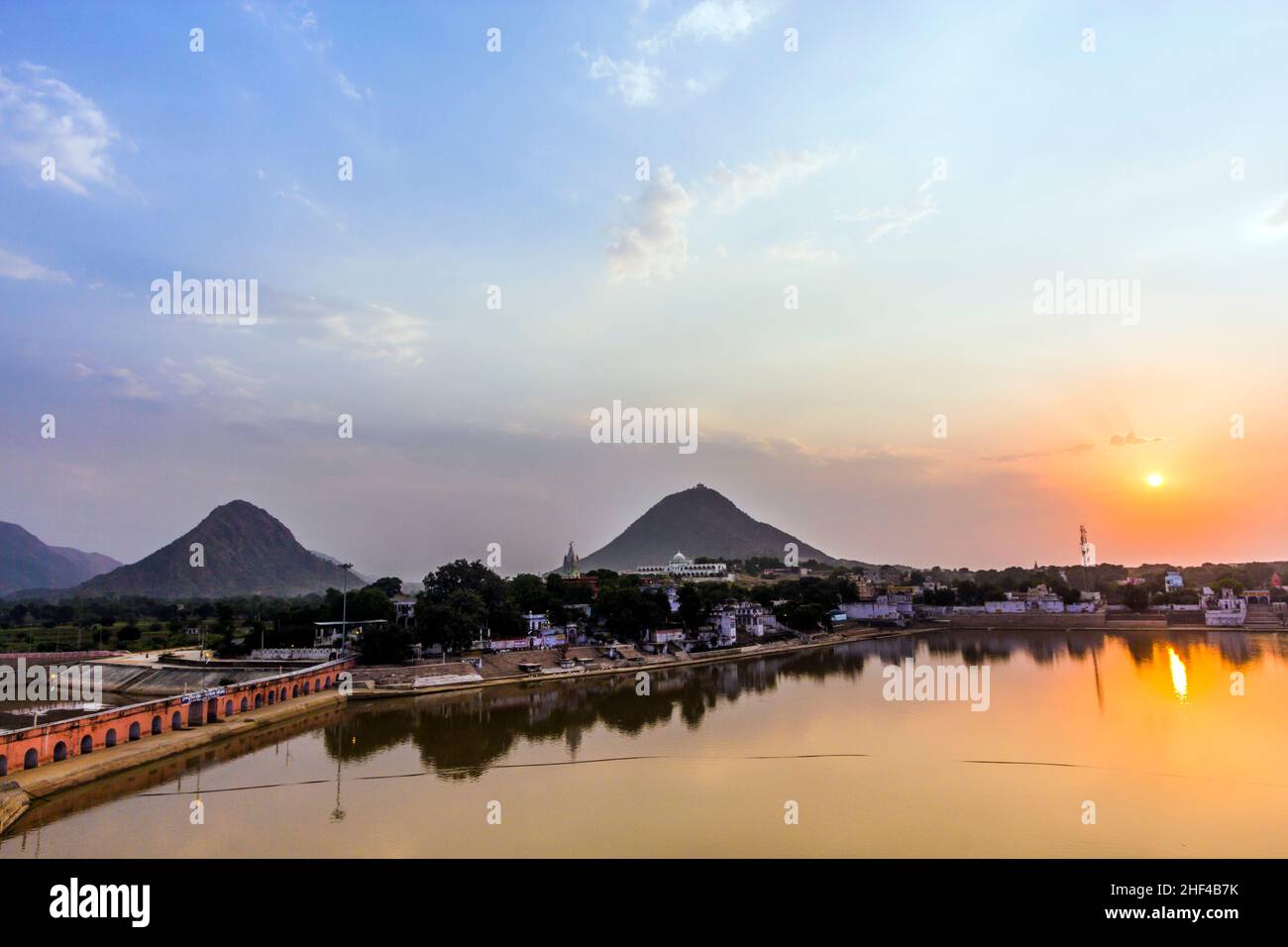lake view to the ghats of Pushkar Stock Photo - Alamy
