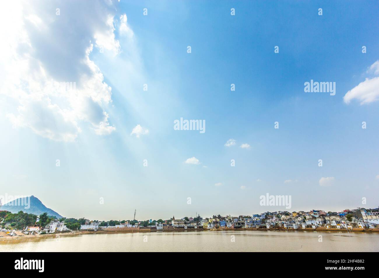 View of the holy sacred place for Hindus town Pushkar with Pushlkar ...