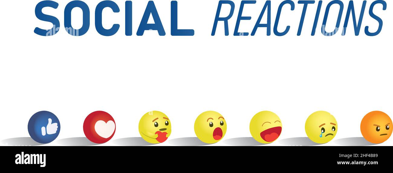 Social Reactions icon set isolated on white Stock Vector Image & Art ...
