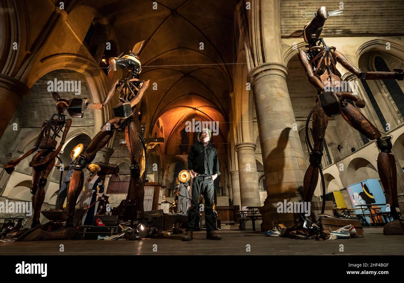 Artist Giles Walker with his installation 'Monster' that has opened at ...