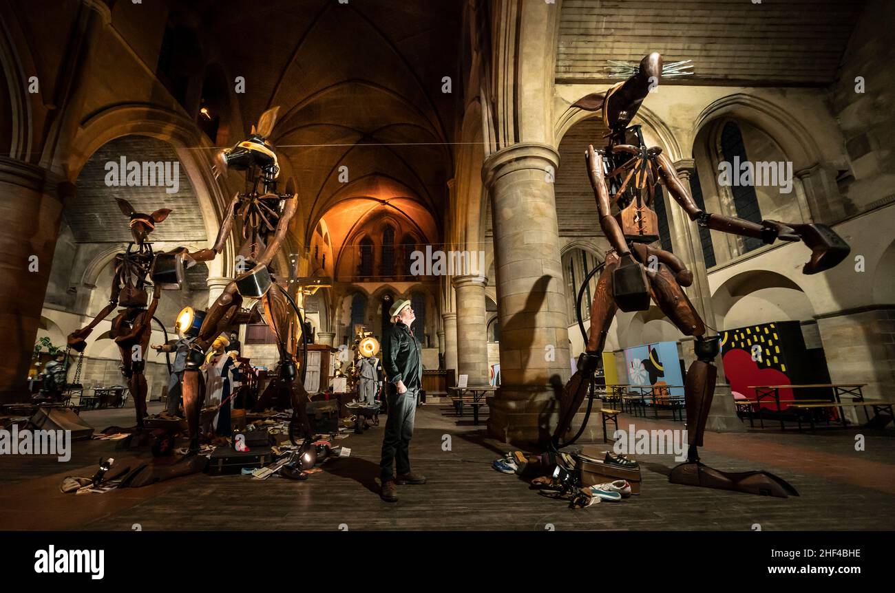 Artist Giles Walker with his installation 'Monster' that has opened at ...